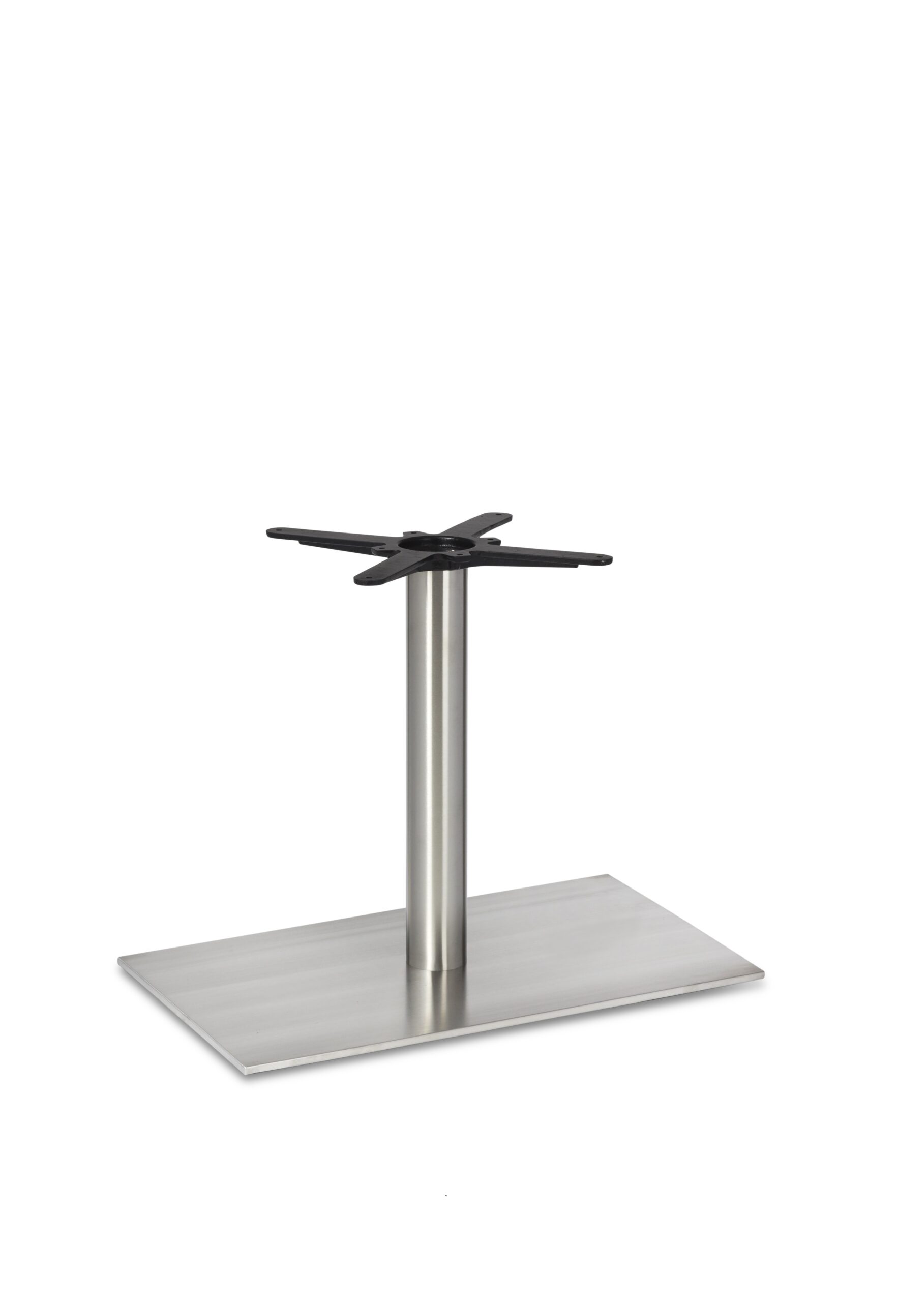 Single Ped Rectangle Base - Round Tube - SS - Furniture North East